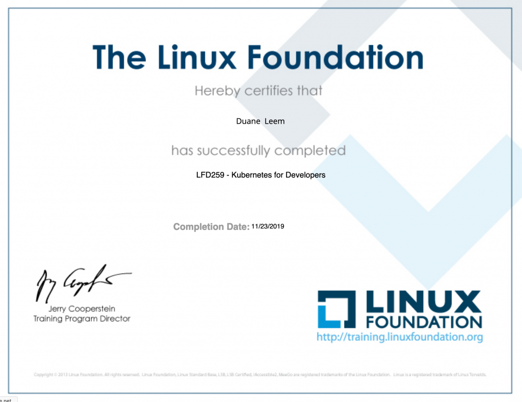 Finished The Linux Foundation's Kubernetes Training Program - The ...